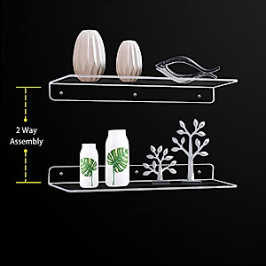 WZXYBP Acrylic Floating Shelves,Invisible Wall Mounted Display Organizer Ledge Shelf for Kids Room, Living Room, Office, Bedroom, Bathroom, Kitchen(4pack)