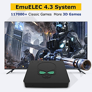 Kinhank Super Console X King Built-in 117,000+ Games, Mini Video Game Console Android 9.0/EmuELEC 4.5/CoreELEC 3 System in1, S922X Chip, Remote Control,2 Wireless Controller(256G)