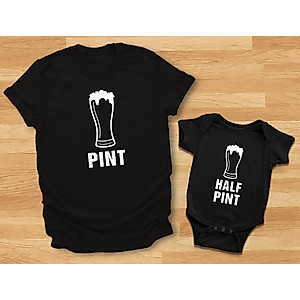 Tstars Pint & Half Pint Funny Father and Son Matching Shirts Gifts for Dads Fathers Day Dad Shirt and Baby Bodysuit Dad Black Large/Baby Black 6M (3-6M)