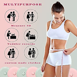 2 Pack Soft Automatic Retractable Tape Measure.60inch/150cm Body Waist,Tailor Sewing Craft, Cloth Fabric Measurement Digital Tape,Mini Collectible Pocket Kids Measuring Tape Tool(Green Pink)