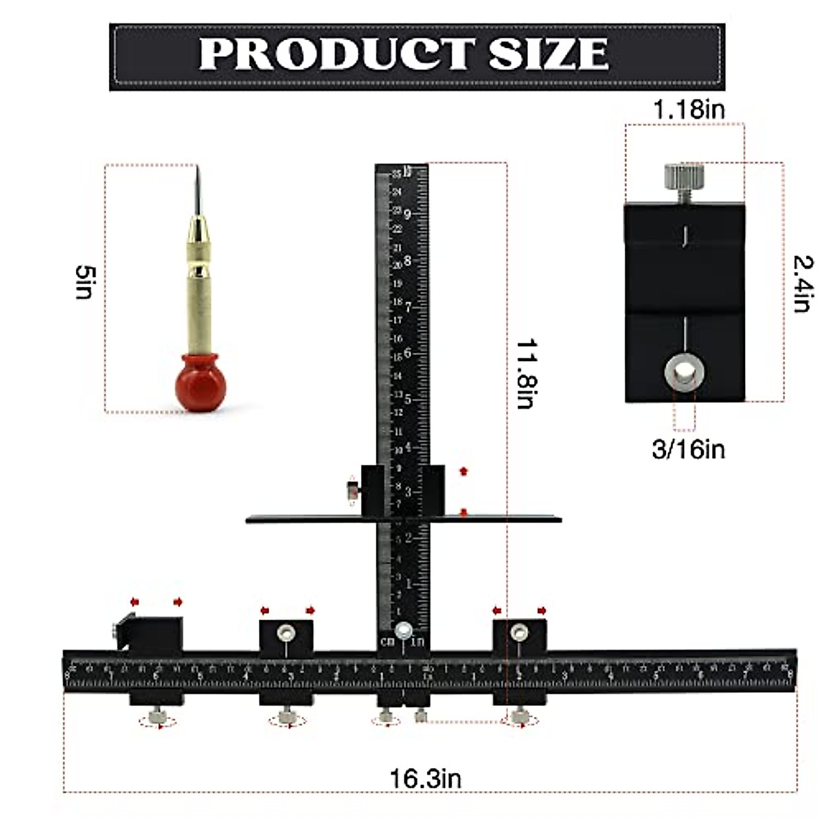 Cabinet Hardware Jig,Aluminum Alloy Cabinet Handle Template Tool-Cabinet Jig For Fast And Accurate Installation Of Handles And Pulls,Sleeve Drawer True Position Tools For Cabinet Knobs Pulls (black)