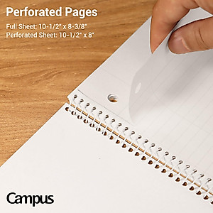 KOKUYO Spiral Notebook, 3 Pack Campus 10-1/2" x 8" Subject Notebooks with College Ruled, 80 Sheets, Pink Blue Green 3 Holes School Spiral Journal for Work Study Note Taking (WSG-SU-400G1×3)