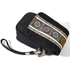 Goodhan Embroidery Canvas Crossbody Bag Cell phone Pouch Coin Purse for Women