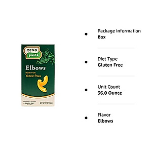 ZENB Plant Based Elbow Pasta - Made From 100% Yellow Peas, Gluten Free, Non-GMO & Vegan, 20g of Protein & 12g of Fiber In Every Serving - (Pack of 3)