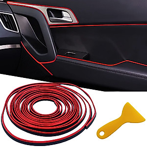 OSIFIT Car Interior Trim Strips,33ft Car Electroplating Decoration Styling Door Dashboard, Flexible Interior Trim Accessories with Installing Tool