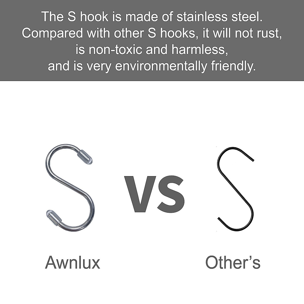 AWNLUX RV Awning Hooks for Lights Camping Awning Accessory Hangers S Shaped Hooks Set Rv Party Light Hangers for Camping Tent Indoor and Outdoor Supplies (Grey and Silver,8 Pairs)