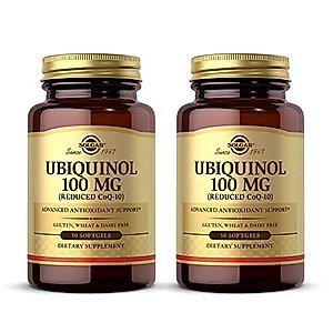 Solgar Ubiquinol 100mg (Reduced CoQ-10), 50 Softgels - 2 Pack - Advanced Antioxidant Support, Heart Health, Overall Health - Gluten Free, Dairy Free - 100 Total Servings