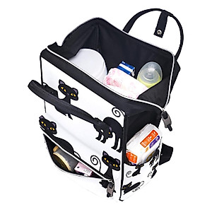 Cute Cartoon Black Cat Print Diaper Bag Backpack Baby Nappy Changing Bags Multi Function Large Capacity Travel Bag