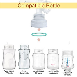 Maymom Conversion Kit Compatible with Medela Breast Pumps (Selected) to be Compatible with Avent Classic Bottles, Avant Natural PP Bottle and speCtra Wide-mouth Bottles Thread Changer; w Sealing Rings