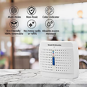 Rechargeable Small Dehumidifier, Moisture Absorber for Closed Spaces, Cabinet, Closet and Bathroom, Renewable Mini Dehumidifiers for Gun Safe, Rust Prevention