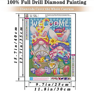 Gnomes Diamond Painting Kits for Adults -5D Diamond Art Kits Easter Full Drill Diamond Dots Paintings for Beginners, Round Paint with Diamonds Pictures Gem Art Painting Kits DIY Adult Crafts 12x16inch