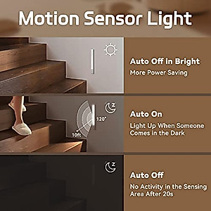 HOLYTALK 3 Pack Motion Sensor Light Indoor,10 LED Under Cabinet Lights Wireless,Rechargeable Under Cabinet Lighting,Stick Anywhere Magnetic Closet Lights,Night Light for Counter,Stairs