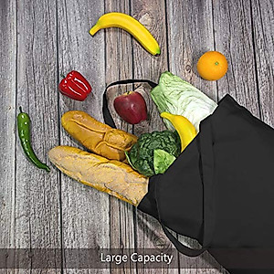 TOPDesign 2 | 6 | 12 Pack Super Strong Large 17.5"x16.5"x5" 10oz Cotton Canvas Tote Bag, Reusable Grocery Shopping Bags, Blank Black Bags for Crafts, DIY Your Creative Designs (Pack of 2)
