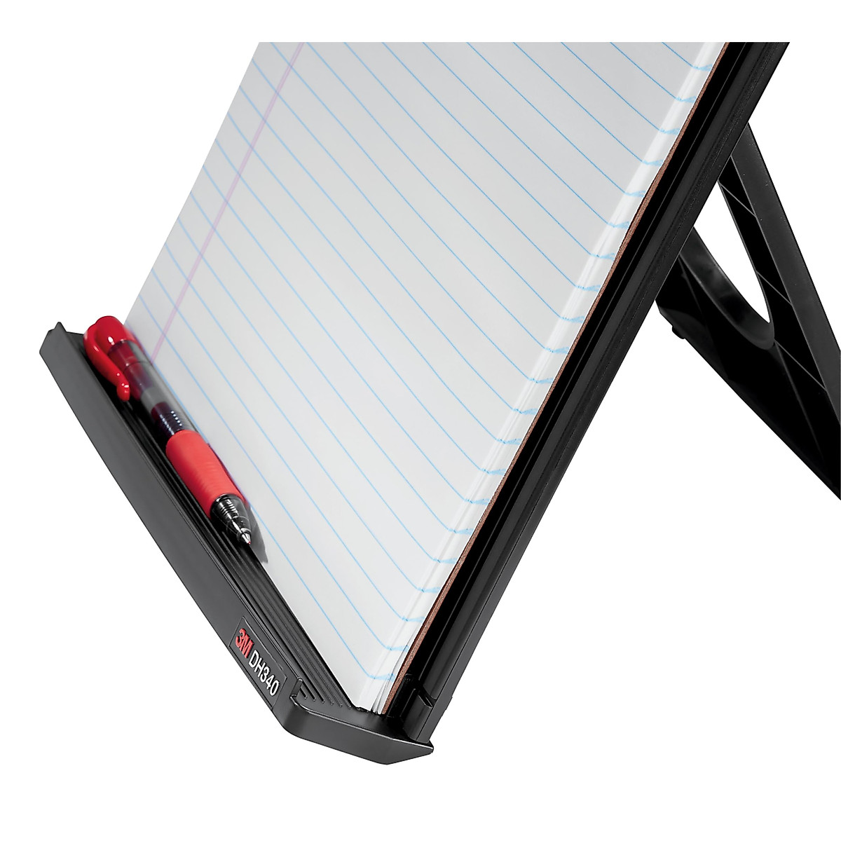3M Desktop Document Holder Copy Holder, Adjustable Clip Holds Portrait and Landscape Documents for Easy Viewing, Bottom Ledge Has Lip to Keep up to 150 Sheets Securely in Place, Black (DH340MB)