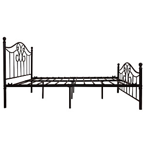 YALAXON Vintage Sturdy Metal Bed Frame with Headboard and Footboard Basic Bed Frame No Box Spring (Queen, Black)