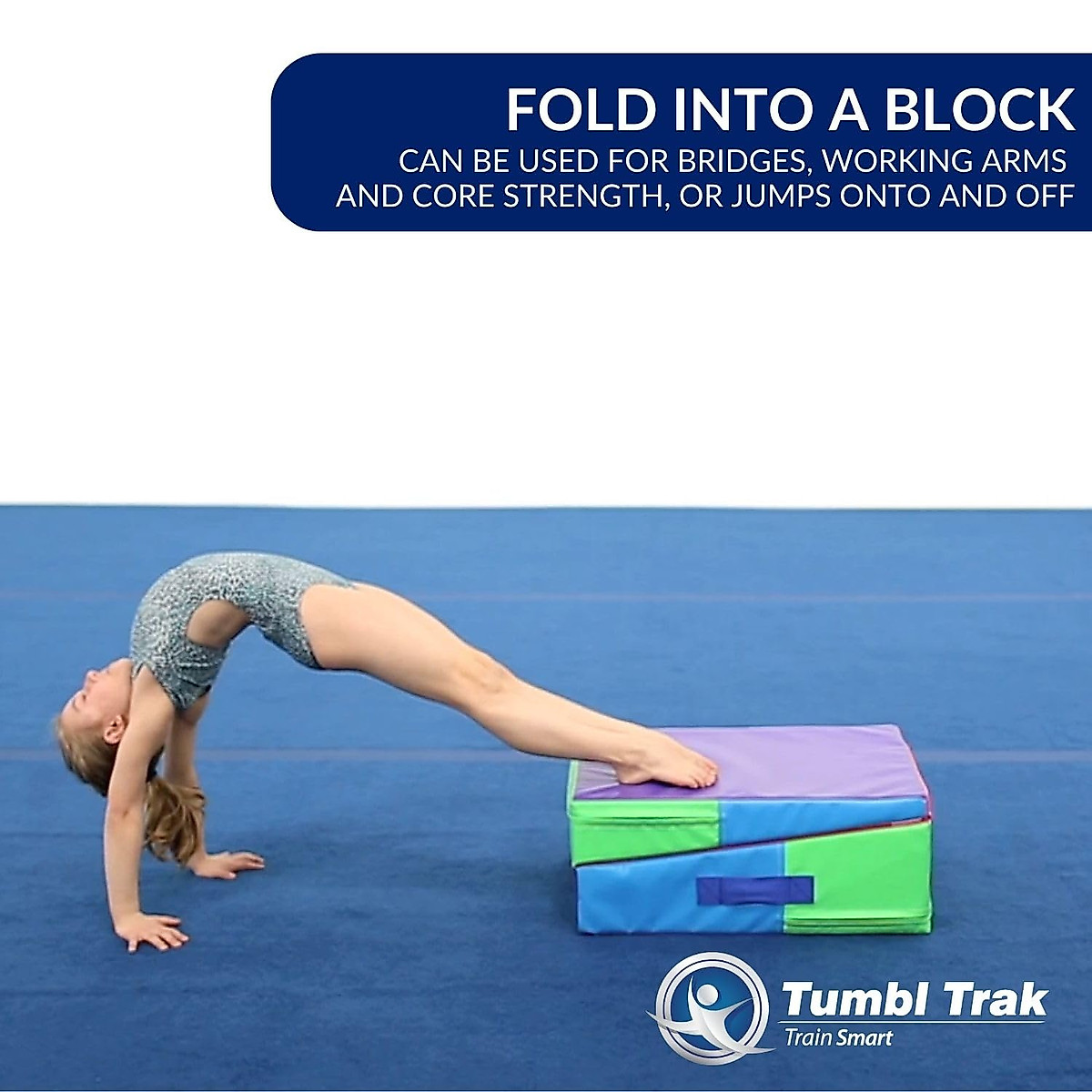 Tumbl Trak Folding Mini Ramp, Primary Rainbow, 4 ft x 18 in x 8 in