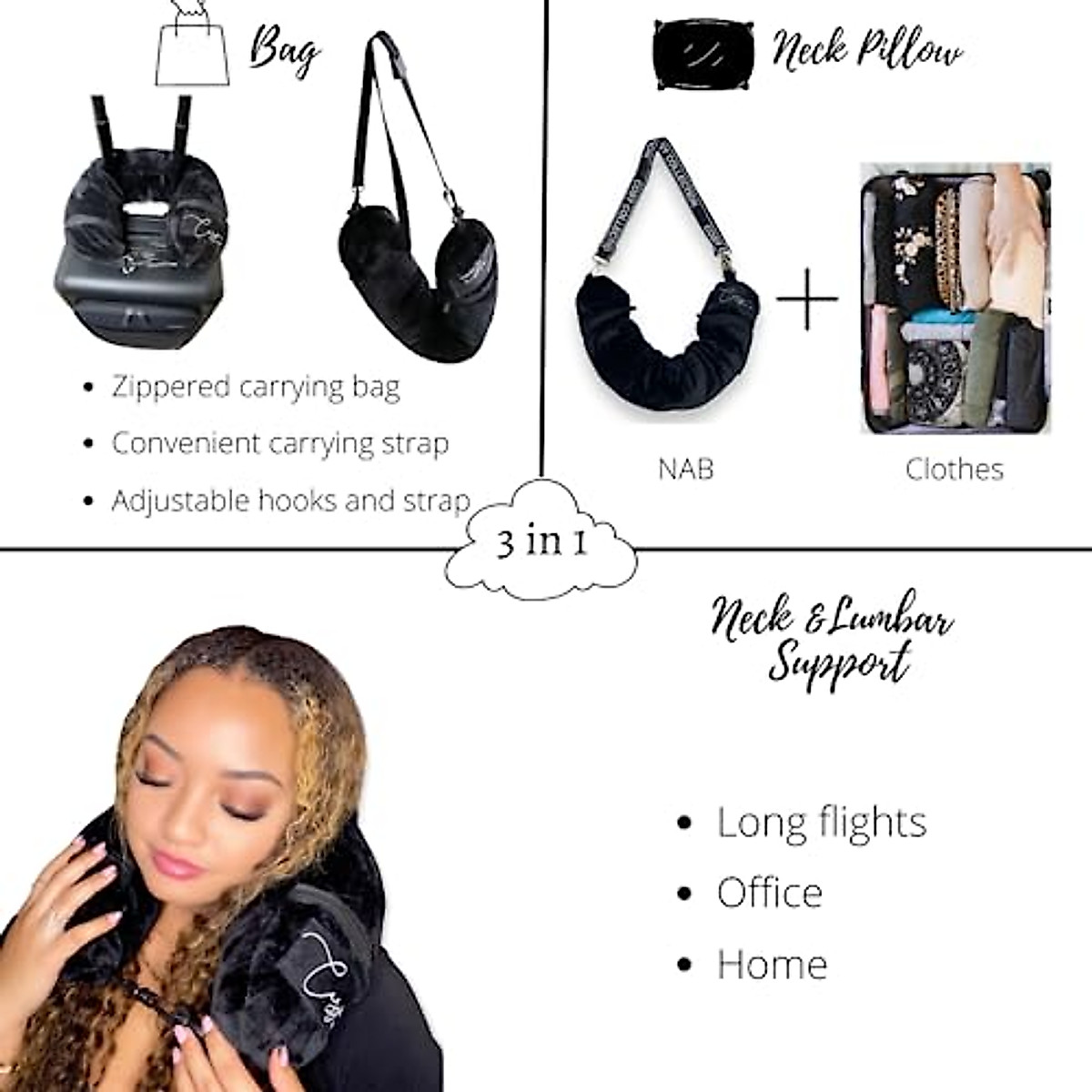 The Nab(Neck and Bag) Pillow Stuffable with Clothes - Extra Storge Without The Extra Fees! A Free Travel Carry-On That fits 3+ Days Worth of Items.