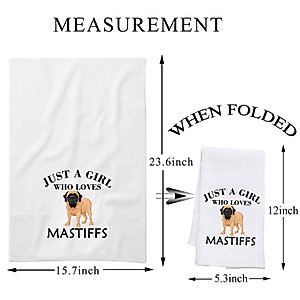 BDPWSS Mastiff Dog Gift Mastiff Mom Gift Mastiff Lover Gift Just a Girl Who Loves Mastiffs Kitchen Towel for Mastiff Owner (Girl Love Mastiffs TW)
