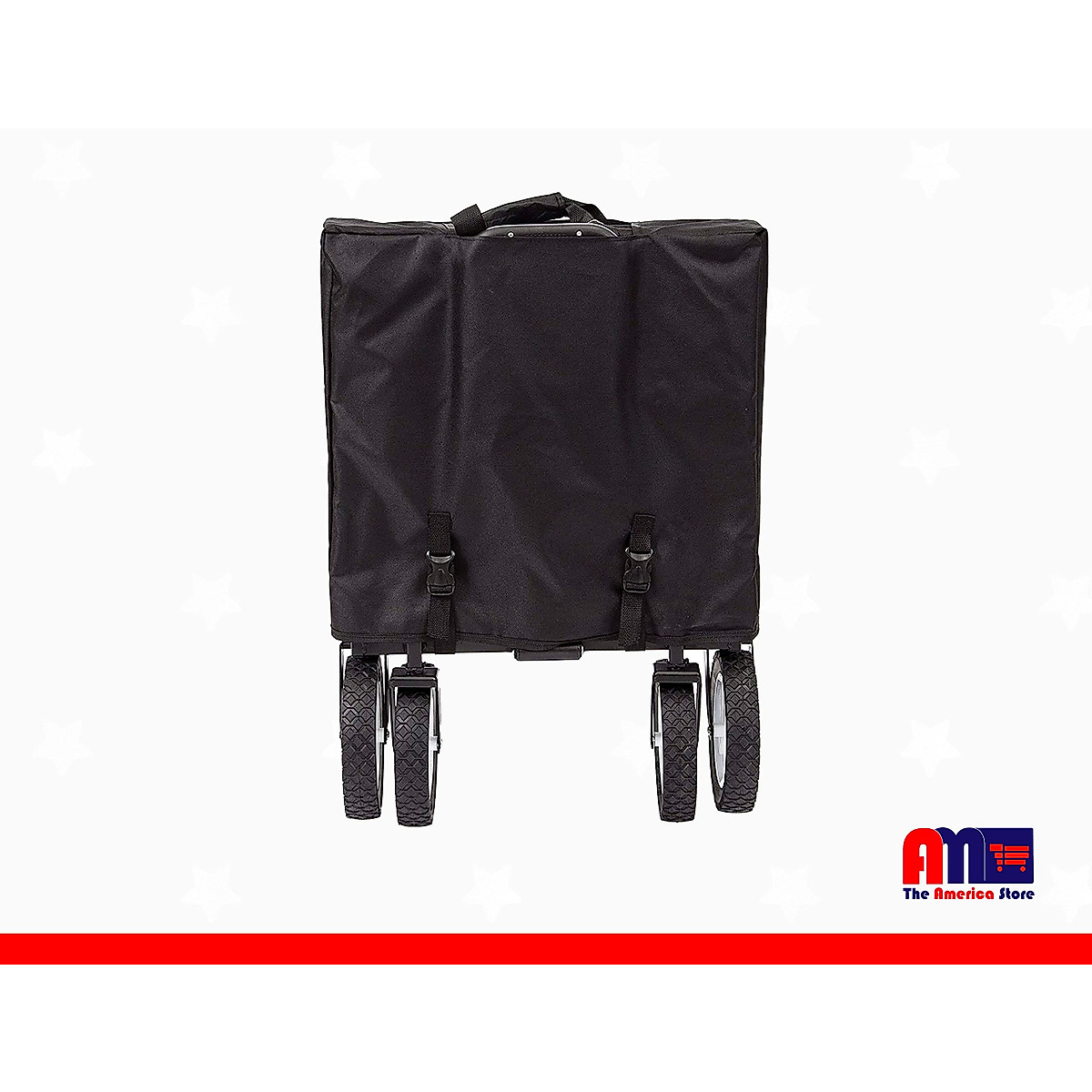 AM The America Store - Collapsible Foldable Wagon, Beach Cart Large Capacity, Heavy Duty Folding Wagon Portable, Collapsible Wagon for Sports, Shopping, Camping (Black)