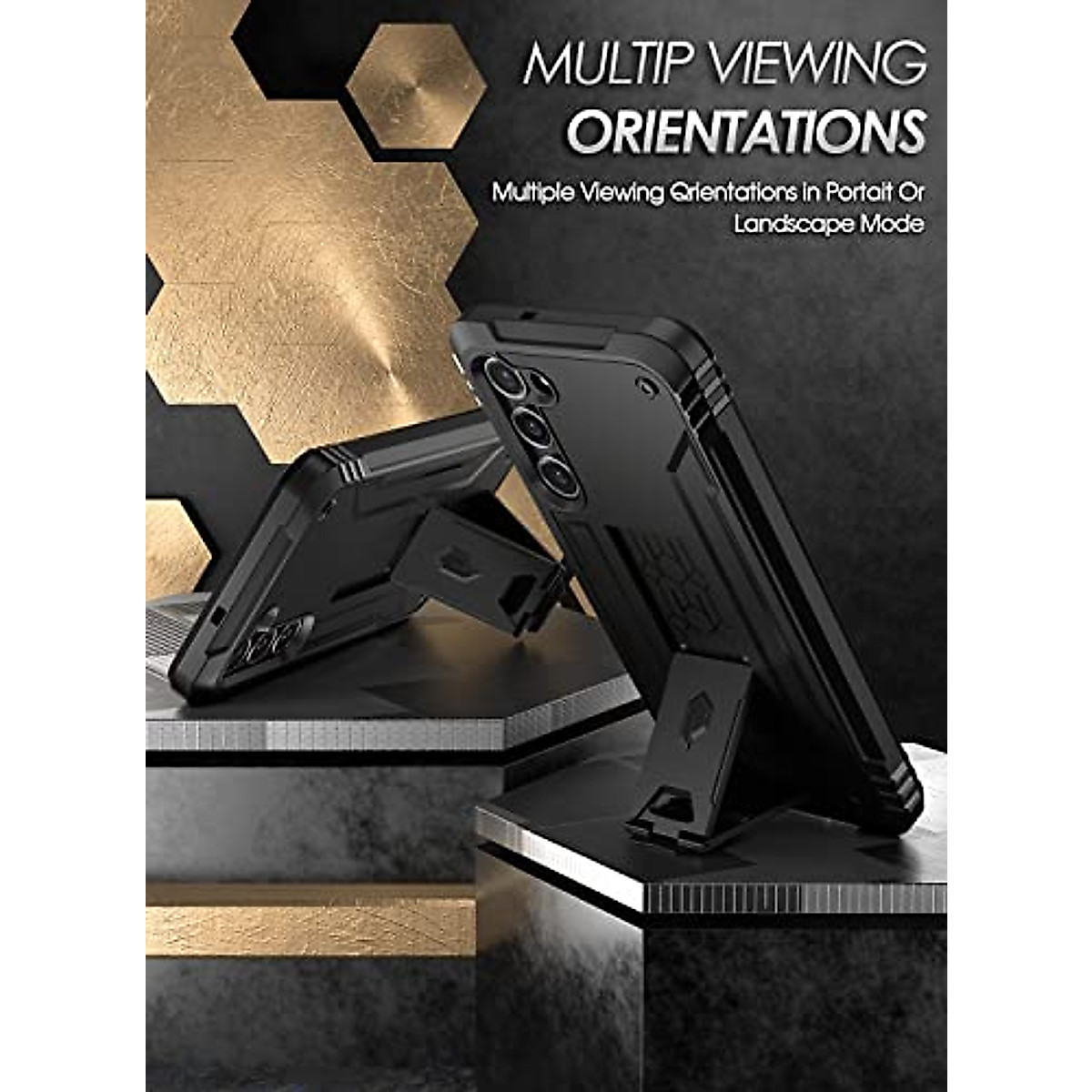 Poetic Revolution Series Case for Samsung Galaxy S23 5G 6.2" (2023), Built-in Screen Protector Work with Fingerprint ID, Full Body Rugged Shockproof Protective Cover Case with Kickstand, Black