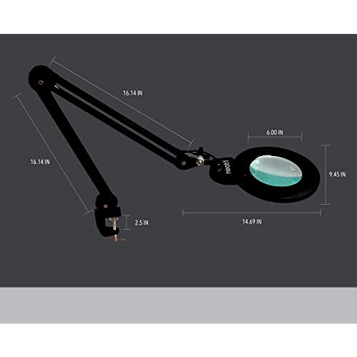 Neatfi (New Model XL Bifocals 1,200 Lumens Super LED Magnifying Lamp with Clamp, 6 Inches Lens, 4 Level Brightness, Correlated Color Temperature Control, 12W, 120 Pcs SMD LED (Black)