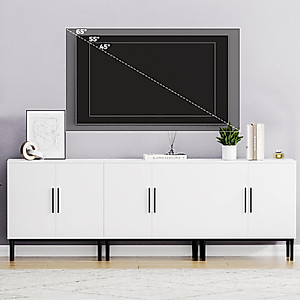 REHOOPEX Storage Cabinet, Modern Accent Buffet Cabinet, Free Standing Sideboard and Buffet Storage with Door, Wood Buffet Sideboard for Bedroom, Living Room, Kitchen or Hallway (1, White)