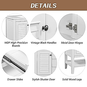 i-POOK 35" Bathroom Vanity Without Sink, Modern Undermount Bathroom Sink Cabinet with 2 Cabinets, 2 Drawers, Open Shelf and Adjustable Divider, Freestanding Bathroom Vanities, White