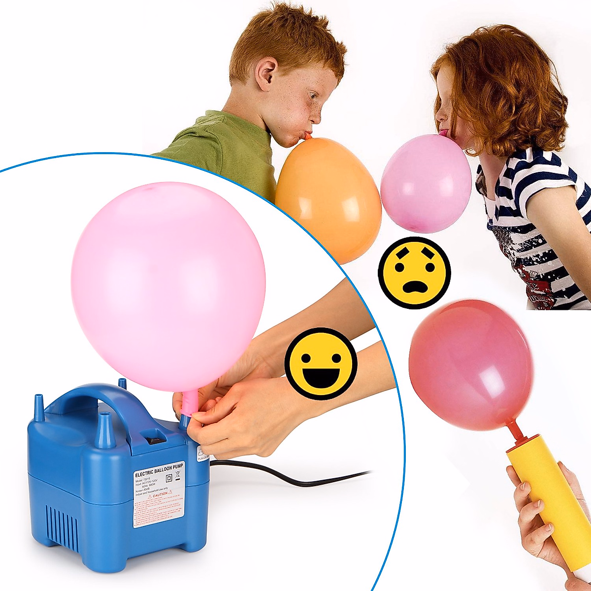 AGPtek 680W High Power Two Nozzle High Power Electric Balloon Inflator Pump Portable Blue Air Blower,Inflate in One Second, BP3-EU