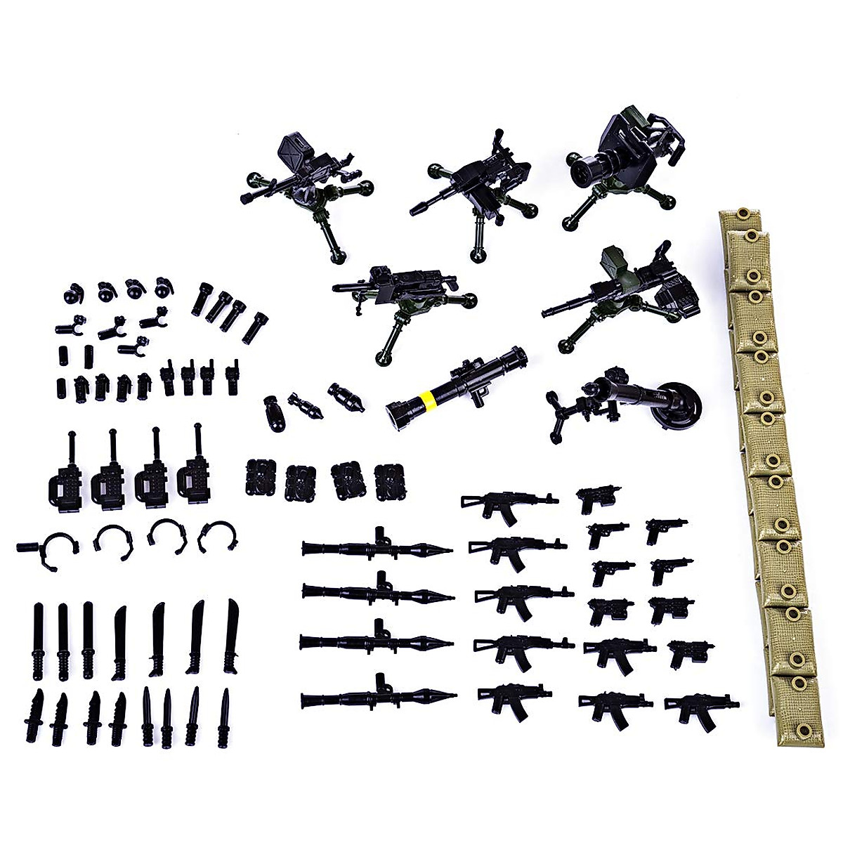 Lingxuinfo 192Pcs Military Army Weapons Toy Weapon Accessories for Brick Figures Army Weapons Sandbag Bricks Building Blocks Toy Compatible with Major Brand