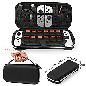 Bestico Carrying Case for Nintendo Switch/Switch OLED Model, Protective Hard Shell Travel Storage Switch Carry Case with 12 Game Card Slots for Nintendo Switch Console & Accessories