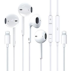 2 Pack-Apple Earbuds for iPhone Headphones Lightning Connector [Apple MFi Certified] Wired Earphones Built-in Microphone & Volume Control Compatible with iPhone 14/13/12/11/XR/XS/X/7/8