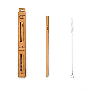 Pack of 3 Bamboo Straw Individual kit - SIGNATURE Line by Bamboo Step: 3x "1 Luxury quality straw and a cleaning brush is kraft paper box” (Smoothie Diameter Size)