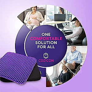 Gel Seat Cushion for Long Sitting - Purple Seat Cushions, Car Seat, Desk Chair, Wheelchair Cushions for Pressure Relief -Office Chair Back Support Cushion - Tailbone & Sciatica Pain Relief Pad Pillow