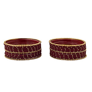 RIANGI Desi Designer Indian Bangles For Women, Set Of 22 Ethnic Alloy Metal Bangles Indian, Womens Bangles Bracelets, Bollywood Jewelry, Wedding Jewelry, Party Favors In Gold And Maroon Tone