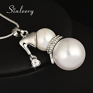 KassarinShop Cute Snowman White Pearl Pendant Long Necklace for Women MY386