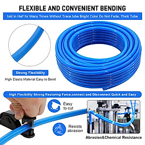 Shop Air Line Kit,Blue 1/2 Inch 100ft PU Air Tubing Kit, Hose Air Line TubingOr Fluid Transfer Pneumatic tubing with Push to Connect Fittings