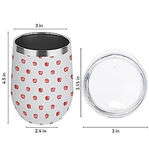 silichee 20 Oz Stainless Steel Wine Tumbler with Lid Pattern Red Watercolor Apples Insulated Tumblers Vacuum Coffee Mugs for Hot and Cold Drinks,Coffee,Wine