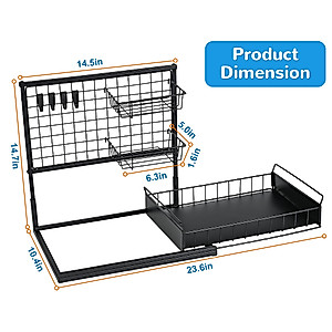 Under Sink Storage,Under Bathroom Sink Organizer and Storage, No Drilling Rustproof Stainless Steel Pull Out Shelf for Kitchen Bathroom (Black)