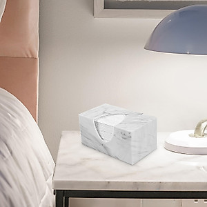 Tissue Box Cover Rectangle - Tissue Box Holder Rectangular - Compatible with Puffs - Acrylic Marble Bathroom Accessories Decor