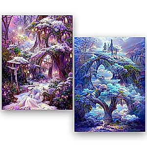 hkejoi 2 Pack Treer Diamond Painting Kits for Adults - Diamond Art Kits for Adults, Beginners Gem Arts Kits for Gift Home Wall Decor(12x16inch)