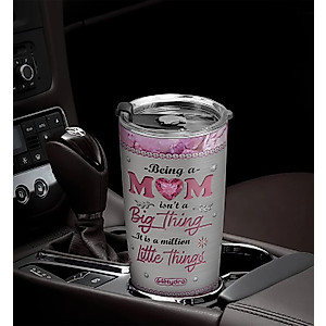 64HYDRO 20oz Jewelry Elephant Mom, Being a Mom isn't a big thing it is a million little things, Grandma, Mother Gifts, Stainless Steel Double Wall Vacuum Insulated Coffee Mug, Travel Cup with Lid