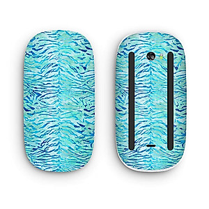 Design Skinz Aqua Watercolor Tiger Pattern Vinyl Decal Compatible with The Apple Magic Mouse 2 (Wireless, Rechargable) with Multi-Touch Surface