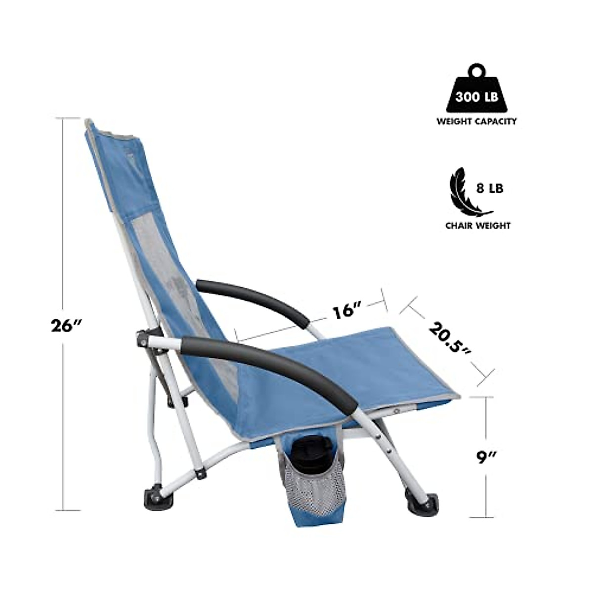 E-Z UP Low Sling Outdoor Folding Chair, Slate Blue