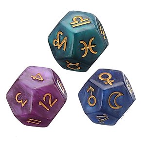 3pcs Astrology Dice, 12-Sided Astrology Zodiac Signs Dice, Multi-Sided Acrylic Pearl Astrological Dice, Creative Multi Sided Dice for Constellation Divination Accessory