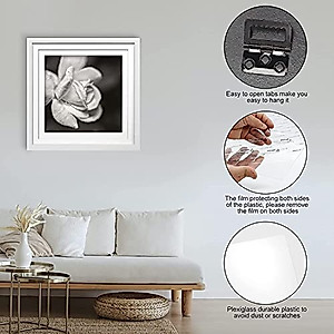 AJZIOJIRO 8x8 Picture Frame Square, Display 6x6 Picture Frames with Mat Photo Frame Collage for Wall Décor, and Wall Mounting or Table Top Made of Solid Wood-White