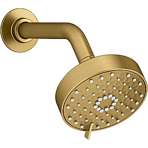 KOHLER 72419-G-2MB Awaken G110 Three-Function Showerhead, Wall-Mount, 3 Spray Settings, 1.75 GPM, Vibrant Brushed Moderne Brass