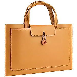 4USALE Leather Laptop Sleeve Case HandBag for Women Business Messenger Bag ShoulderBag (Brown-14)