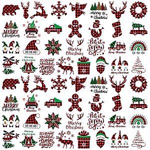 Dilunave 60 Sheets Christmas Iron on Transfers Santa Claus Patches Stickers Washable Heat Appliques Thermal Transfer Stickers for Shirt Cloth DIY Crafts Party Favors(Truck)
