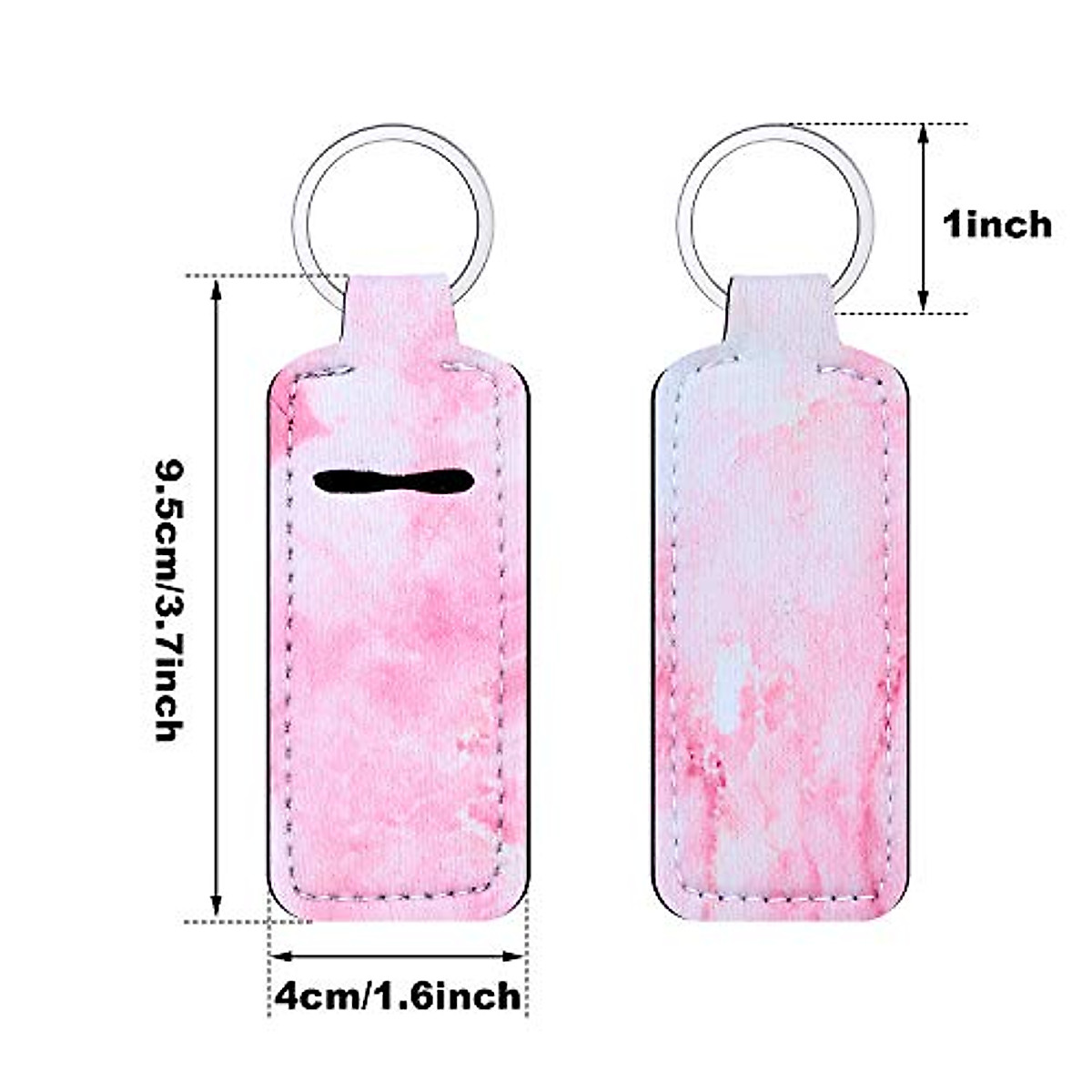 Blulu 10 Pieces Chapstick Holder Keychains Clip-on Chapstick Sleeve Pouch Lipstick Holder Keychain Lip Balm Holder Key Chain with Marble Pattern for Travel Accessories, 10 Colors