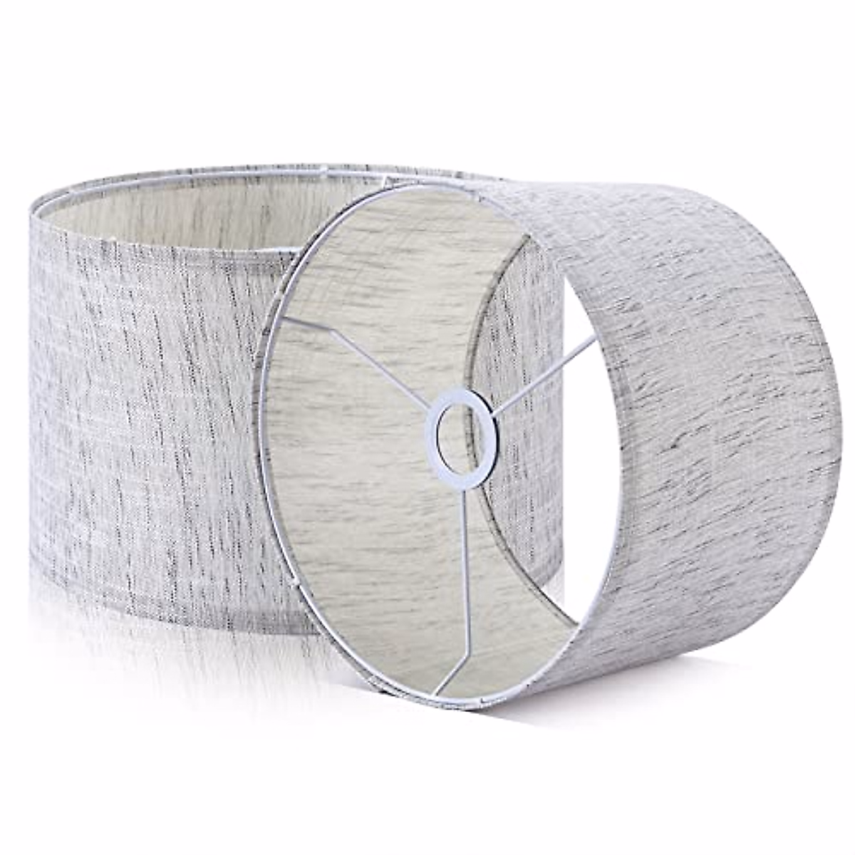 YISUN Lamp Shades Set of 2, Drum Fabric Lampshades for Table Lamps, Wall Lamp, Floor Lamp, Natural Linen Hand Crafted, For E26/E27 Lampholder Medium Drum Shades, Spider Fitter (Linen White)